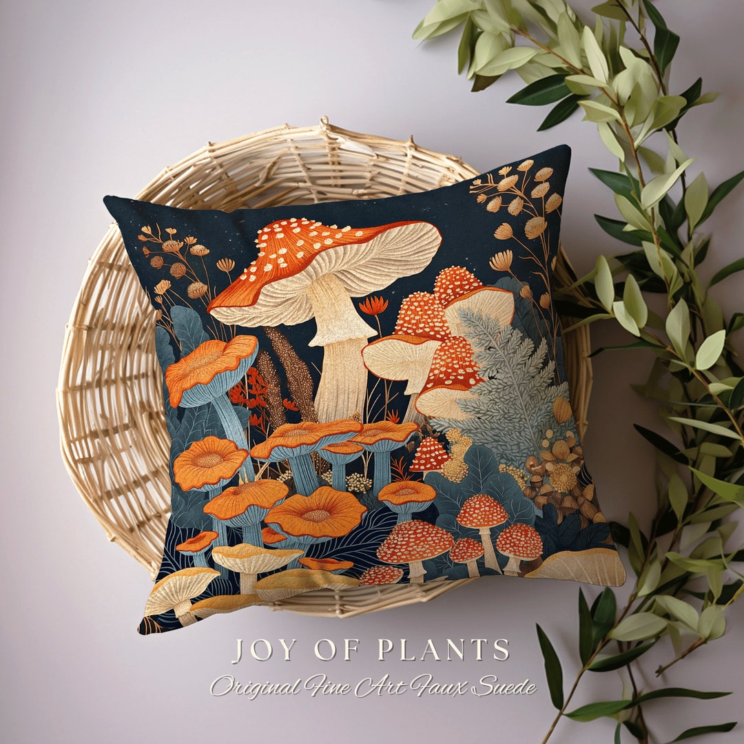 Woodland Aesthetic Mushroom Pillow Mystical Room Decor Eclectic Gift ...