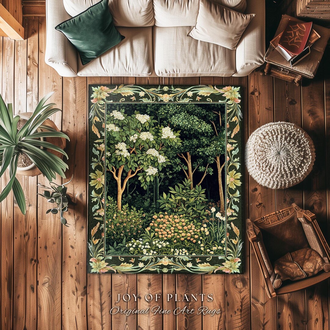 Emerald Green Medieval Tree Area Rug Magical Woodland Cottagecore ...