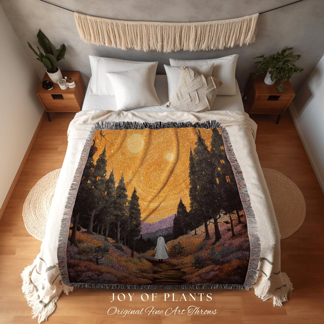 Boho Ghost Spooky Tapestry Woven Wall Art Cute Ghost Hiking - Etsy
