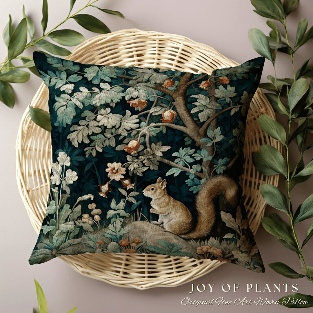 Vintage Botanical Throw Pillow Woven William Morris Inspired Pillow ...