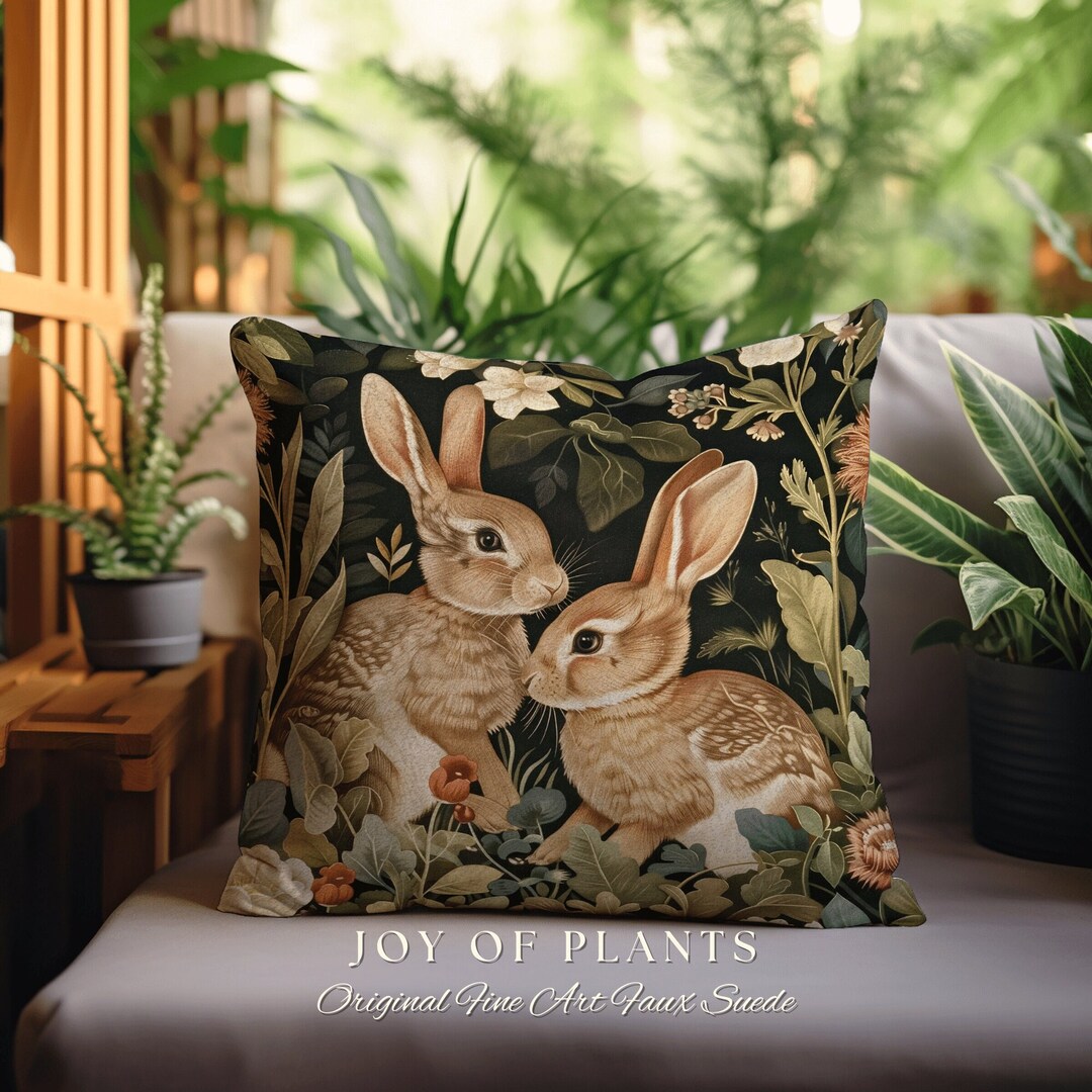 Rabbit Pillow Cottagecore Decor Fairycore Woven Accent Pillow Boho Room ...