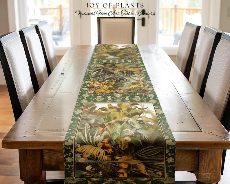 Maximalist Botanical Jungle Table Runner | Exotic Leaf Tropical Nature ...