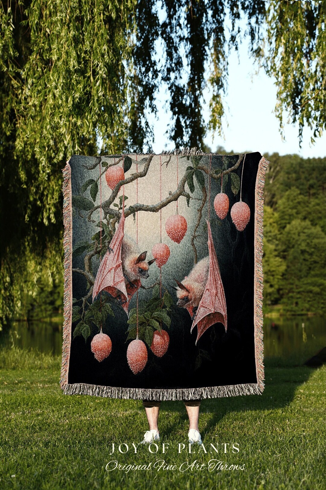 Pastel Pink Cottagecore Bat Blanket Whimsical Dark Academia Decor ...