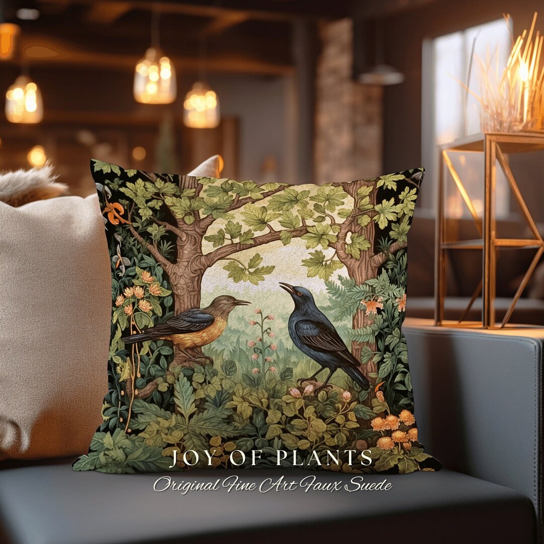 Woven Pillow Cottagecore Decor Morris Inspired Pillow Woodland ...