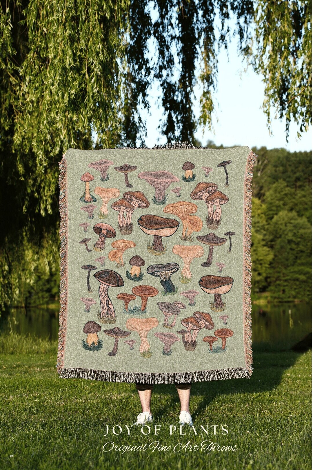Sage Green Mushroom Blanket | Cottagecore Aesthetic Mushroom Blanket ...