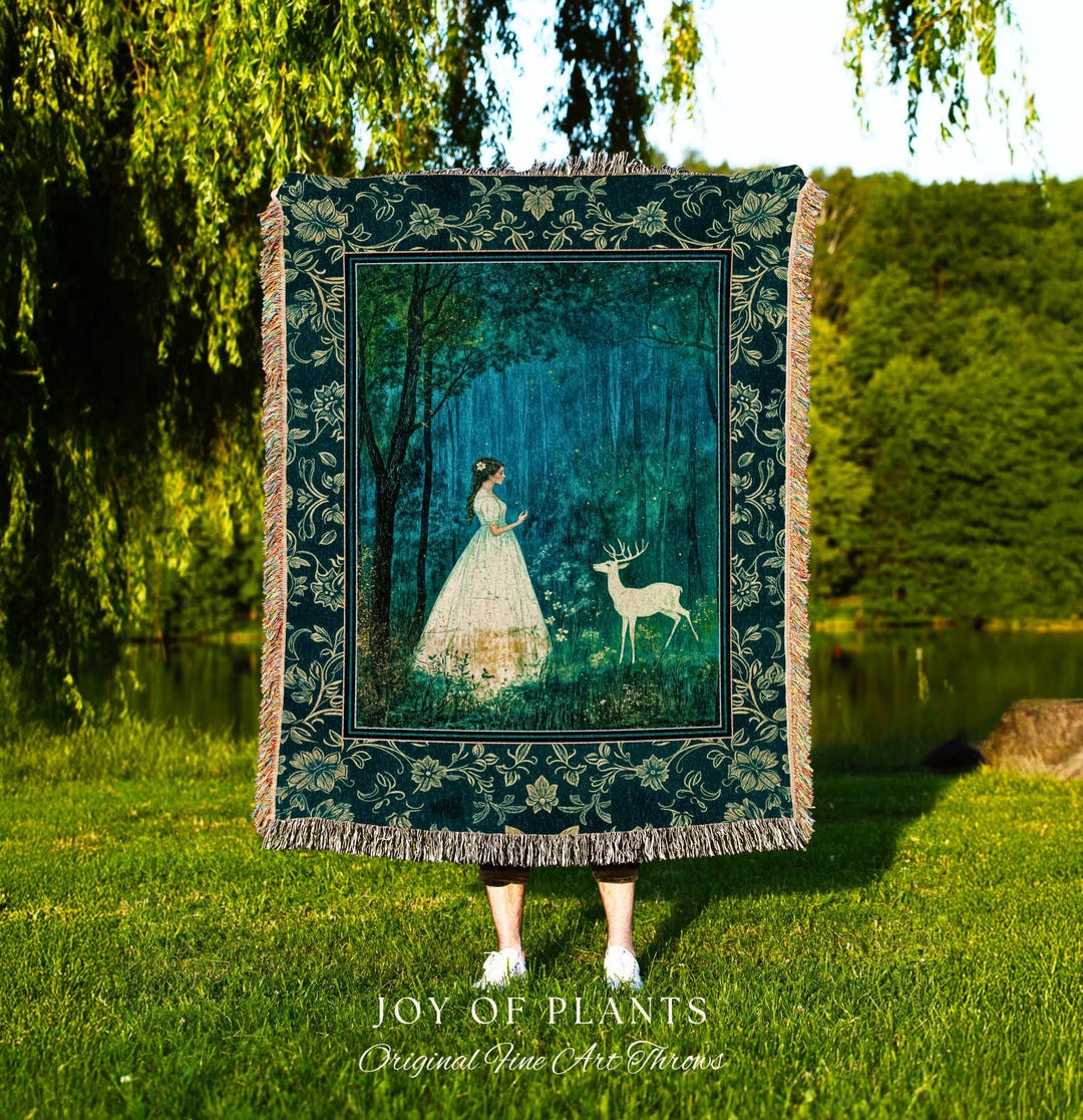 Spirit Animal Magic Forest Blanket | Woodland Folklore Woven Tapestry ...