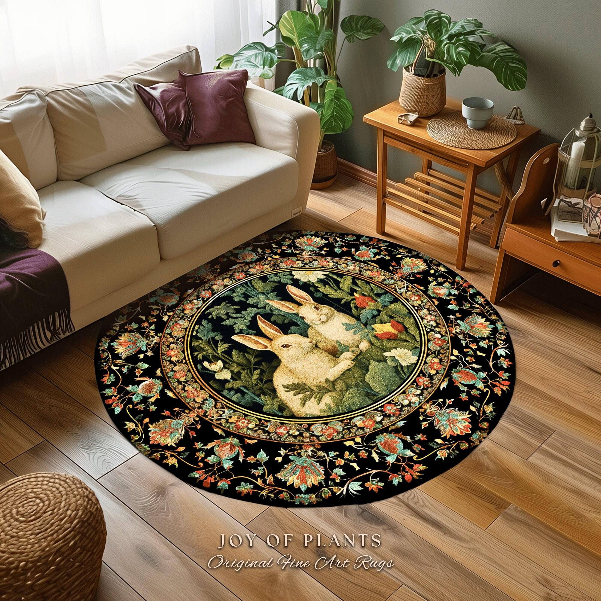 Botanical Bedroom Decor Round Bunny Rabbit Rug Morris Inspired ...