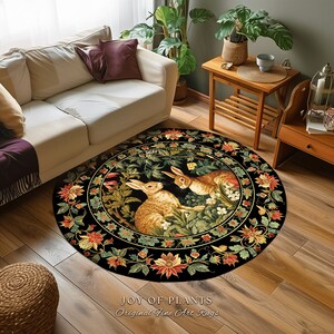 Dark Botanical Cottagecore Rabbit Rug Forestcore Vintage Aesthetic ...