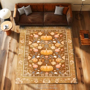 Vintage Rust Orange Pumpkin Rug Rustic Fall Decor | Autumn Floral ...