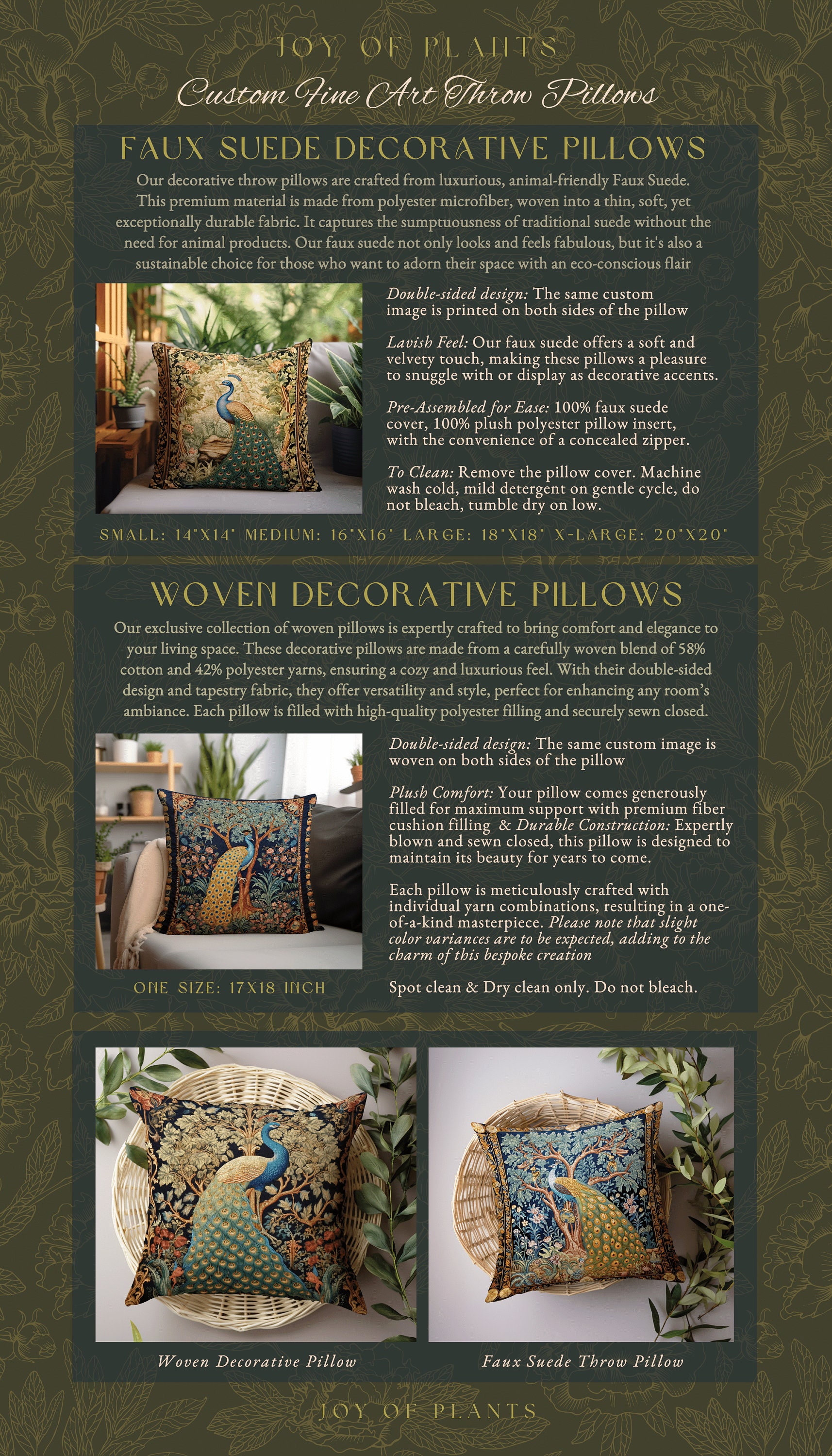 Classic Aesthetic Peacock Throw Pillow | William Morris Inspired ...