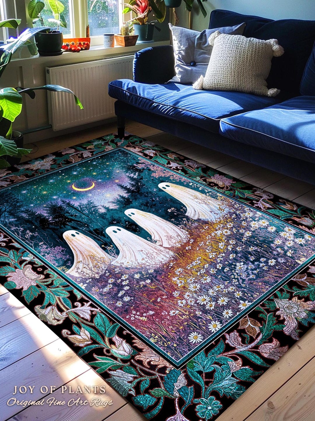 Magical Haunted Ghost Accent Rug | Spooky Motif Celestial Pastel Forest ...