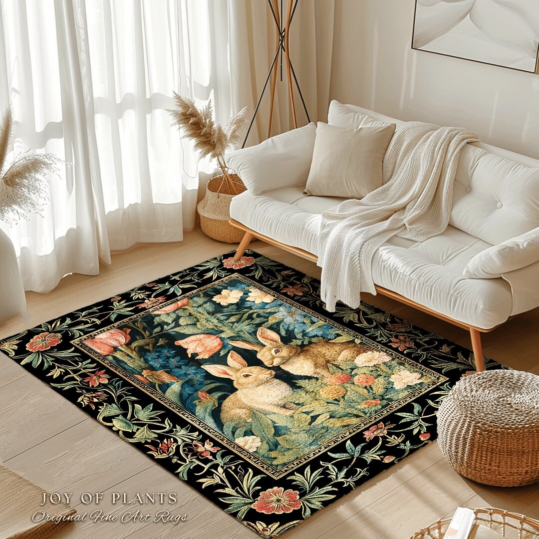 Bunnies in the Tulips Rug | Pastel Floral Bedroom Decor William Morris ...