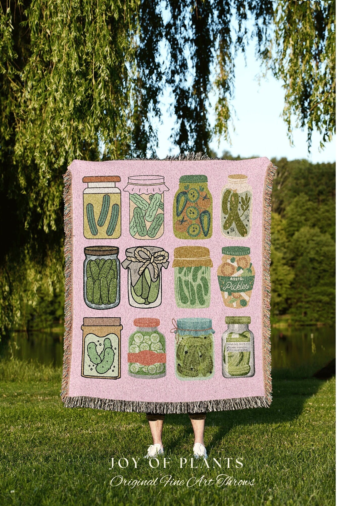 Pastel Pickle Jar Blanket Woven Tapestry Pickle Art | Pickle Lover Gift ...