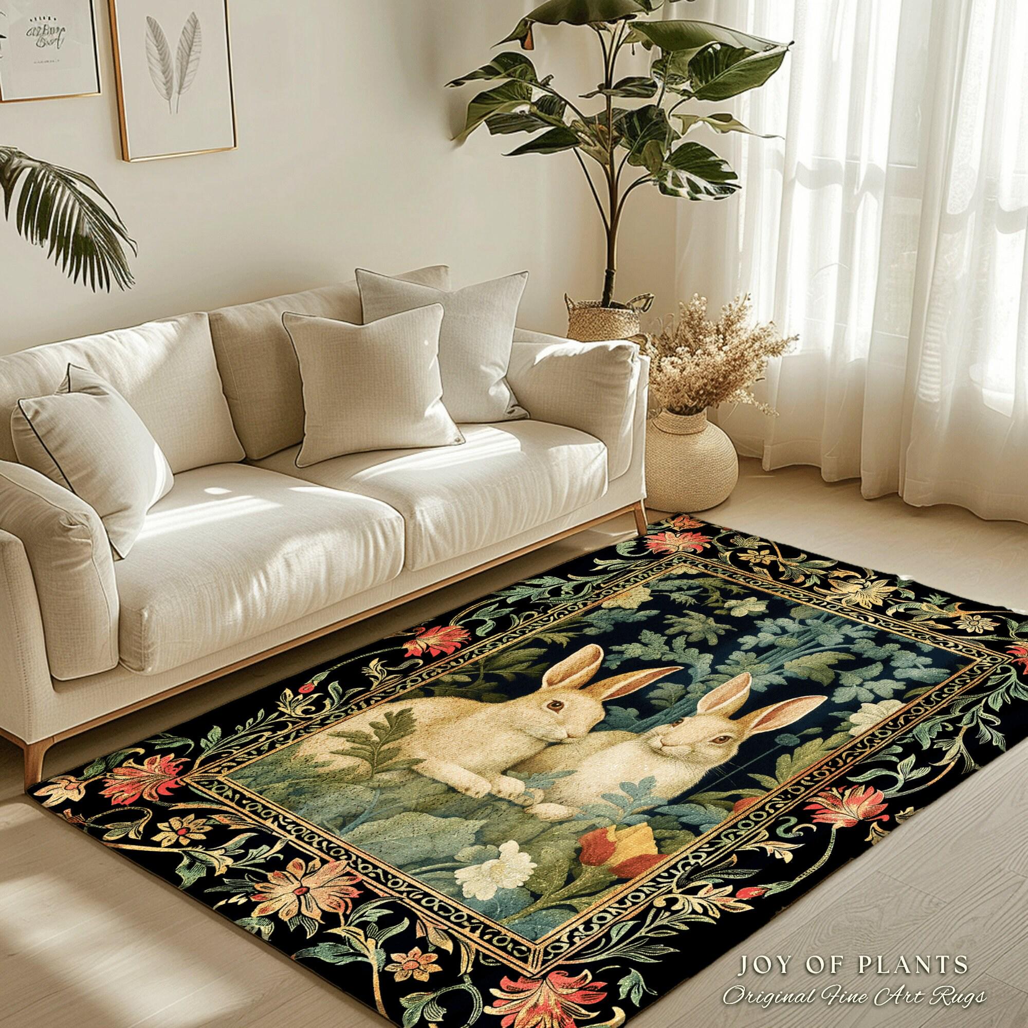 Botanical Bedroom Decor Round Bunny Rabbit Rug Morris Inspired ...