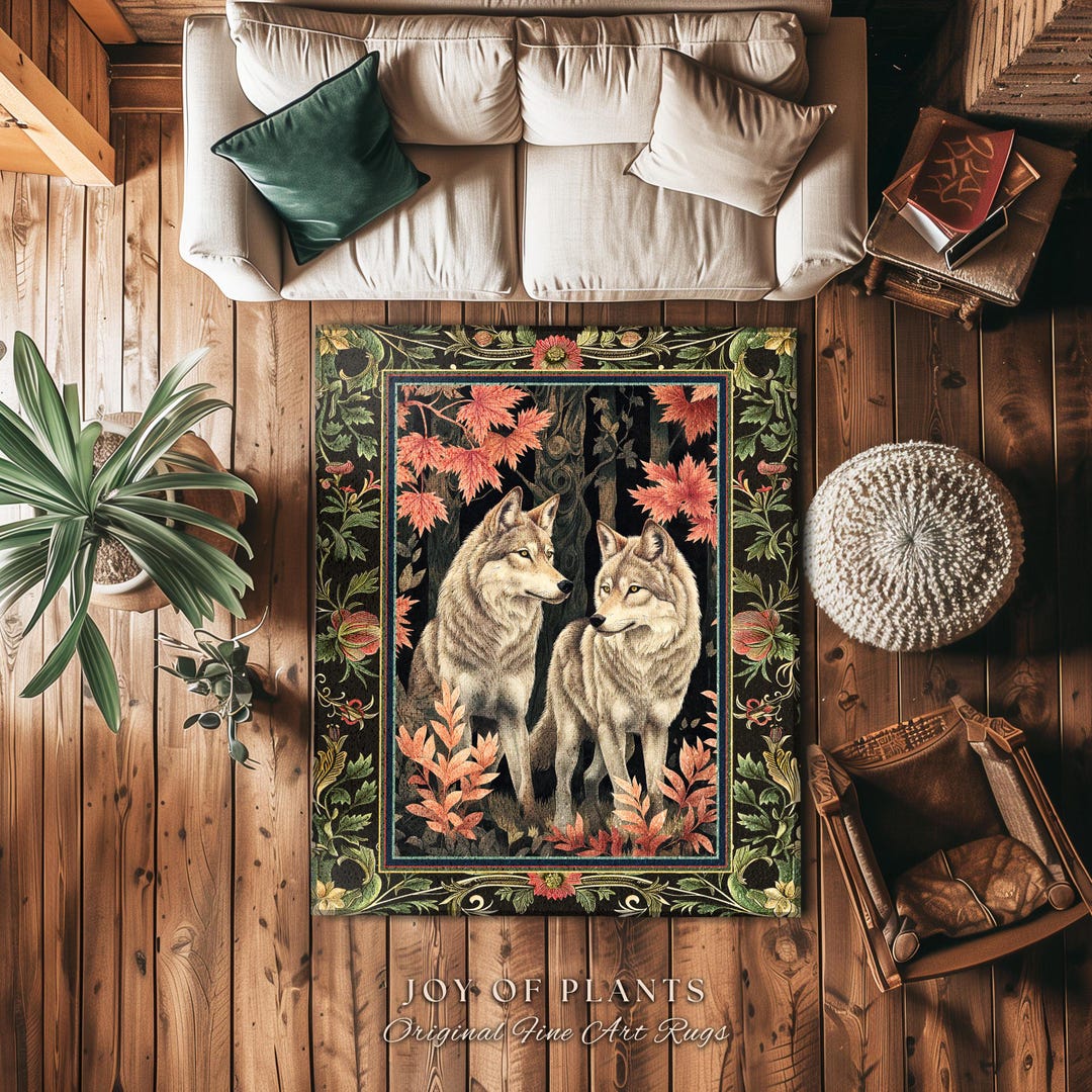 Woodsy Aesthetic Wolf Area Rug | Mystic Aesthetic Dark Cottagecore ...