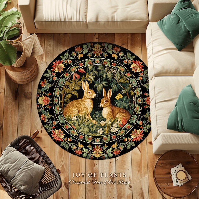 Dark Forest Rabbit Rug | Botanical Bedroom Decor William Morris ...