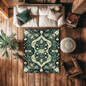 Bohemian Emerald Green Floral Whimsigoth Rug Vintage Cottagecore ...