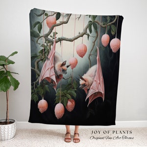 Pastel Pink Cottagecore Bat Blanket | Whimsical Dark Academia Decor ...