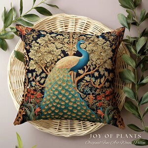 Maximalist Aesthetic Peacock Pillow | William Morris Inspired Peacock ...