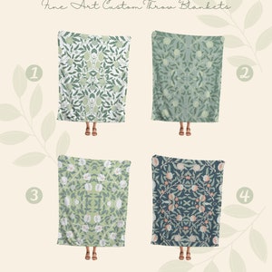 Art Deco Throw Blanket Navy Blue William Morris Tapestry Woven Throw ...