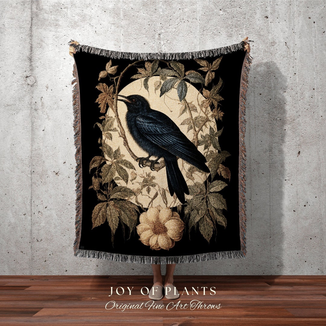 Vintage Academia Room Decor Blanket Goth Aesthetic Crowcore Throw ...