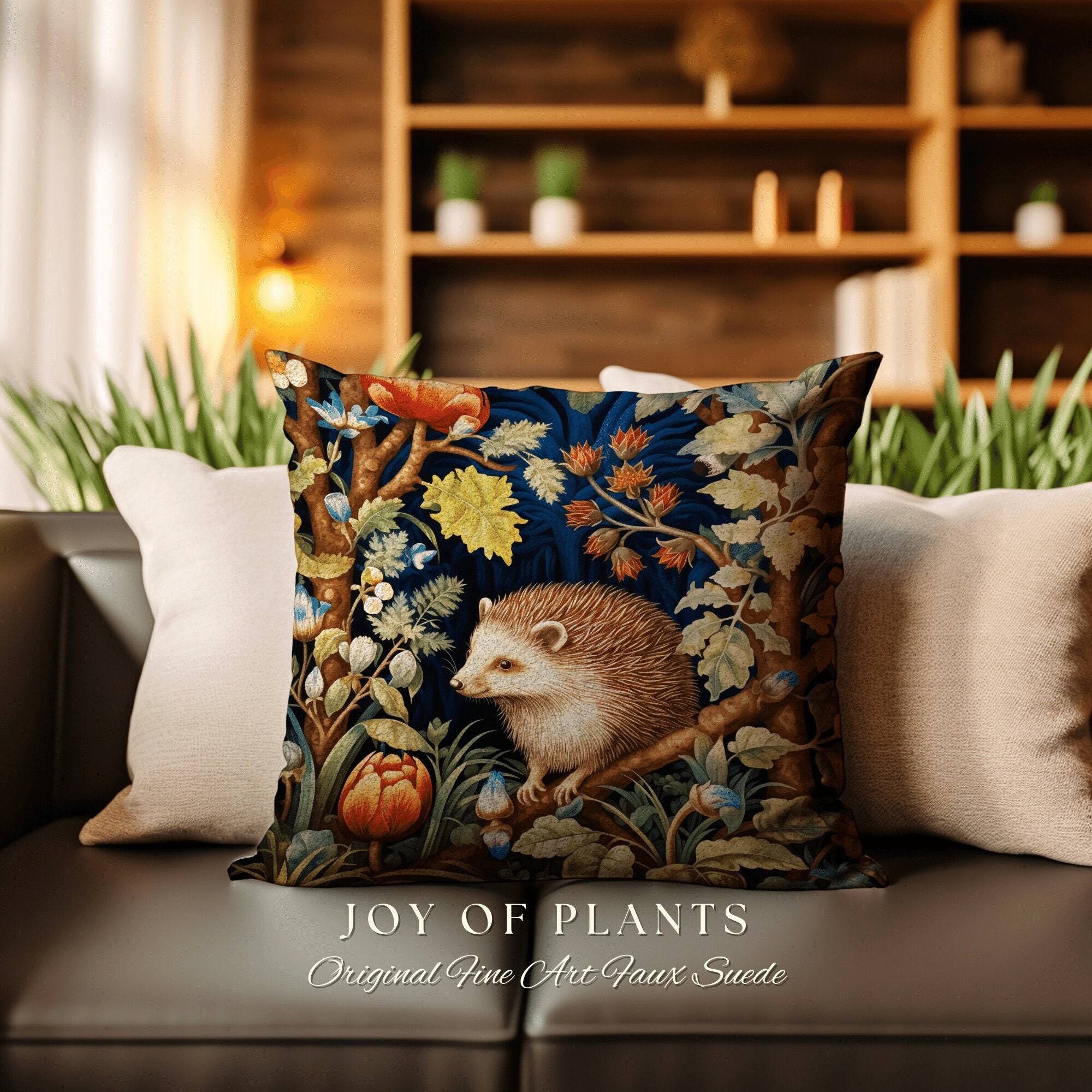 Maximalist Hedgehog Pillow | Morris Inspired Pillow Woodland ...