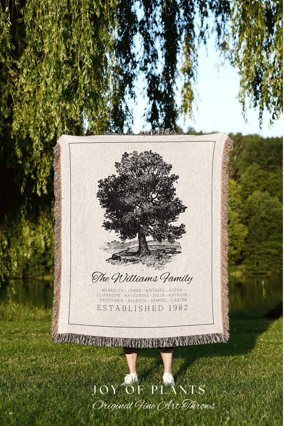 Vintage Family Tree Blanket Woven Tapestry Personalized Family Gift ...