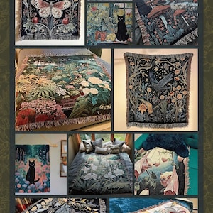 Dark Cottagecore Crow Tapestry Woven | Raven Wall Art Blanket Woven ...