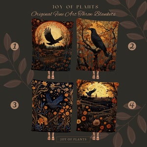 Dark Cottagecore Crow Tapestry Woven | Raven Wall Art Blanket Woven ...