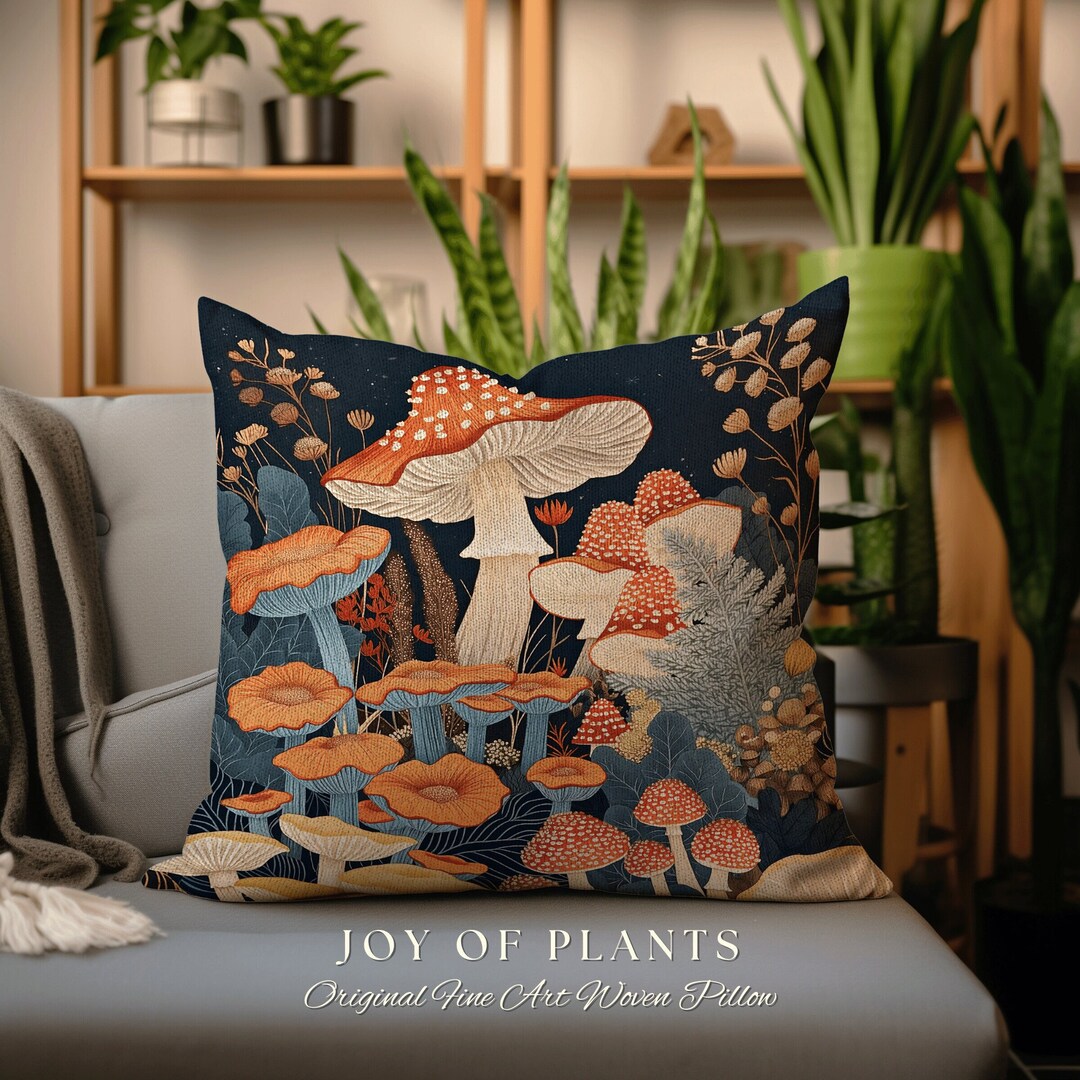 Woodland Aesthetic Mushroom Pillow | Mystical Room Decor Eclectic Gift ...