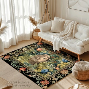 Hedgehog Botanical Rug | Woodland Bedroom Decor William Morris Inspired ...