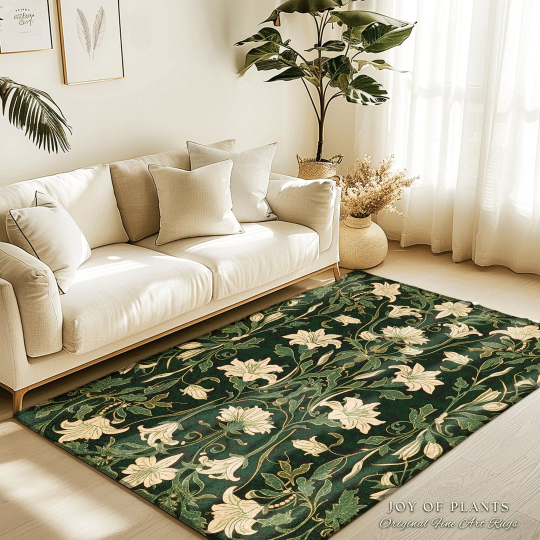 Maximalist Bedroom Rug Botanical Elegant Room Decor Floral Aesthetic ...