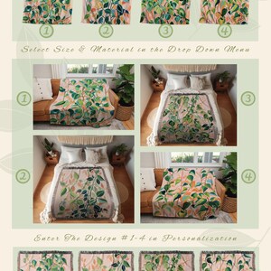 Whimsical Plant Throw Blanket | Nature Inspired Blanket Woven Tapestry ...
