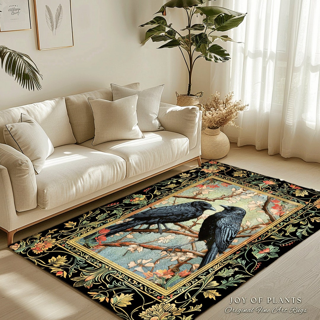 Floral Aesthetic Raven Rug Crowcore Bedroom Decor William Morris ...