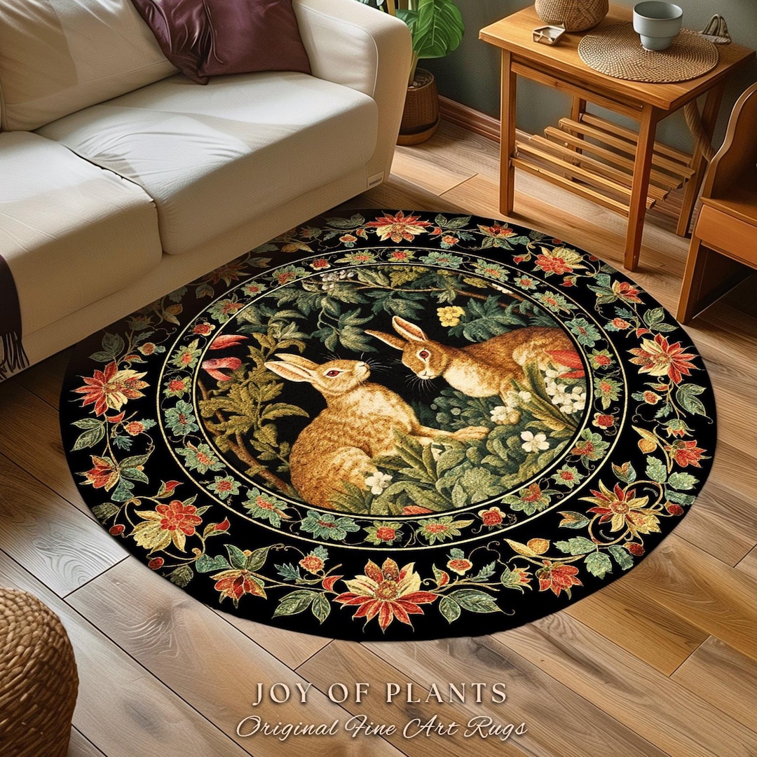Dark Forest Rabbit Rug | Botanical Bedroom Decor William Morris ...
