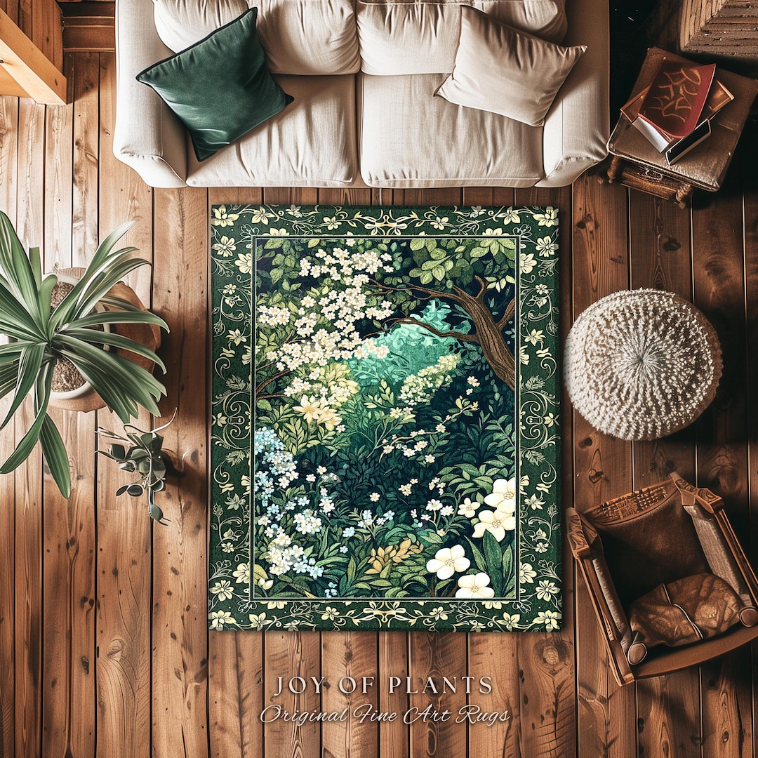 Botanical Aesthetic Forest Accent Rug | Dark Cottagecore Folklore ...