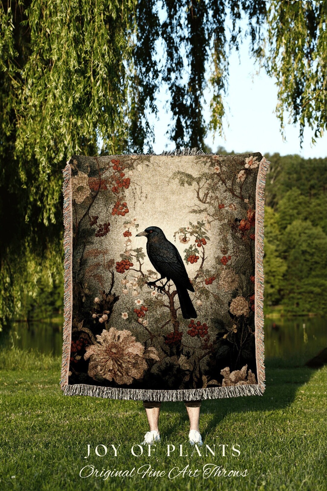 Crow Blanket Goth Decor Crowcore Throw Blanket Woven Wall Hanging ...