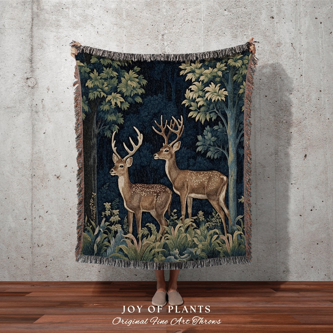 Deer Blanket Cottagecore Throw | William Morris Inspired Throw Blanket ...