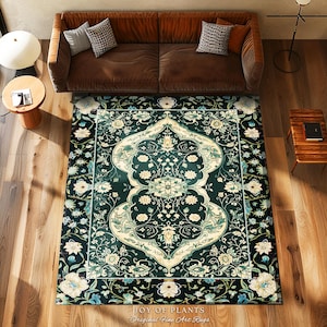 Bohemian Emerald Green Floral Whimsigoth Rug Vintage Cottagecore ...