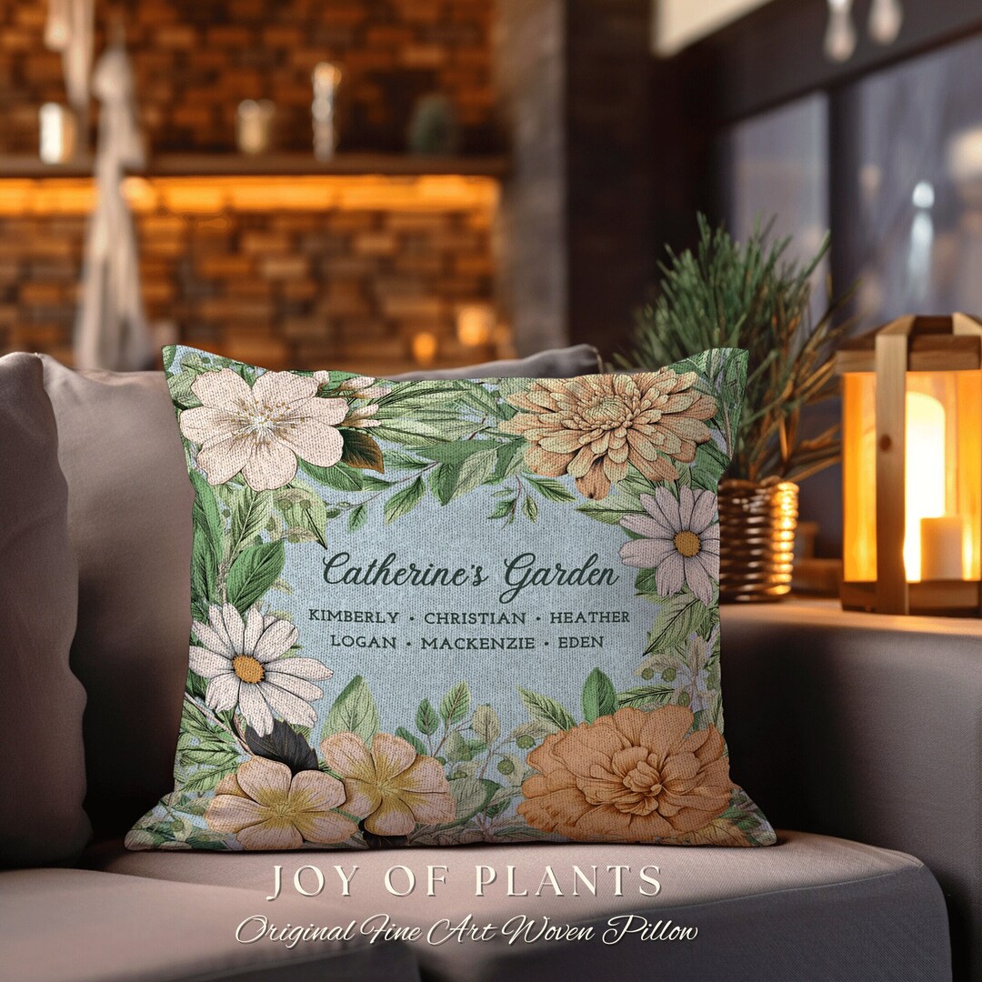 Birth Month Flower Garden Pillow Custom Birth Month Flower Bouquet for ...