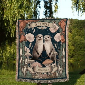 Otter Lovers Custom Throw Blanket | Personalized Anniversary Gift ...