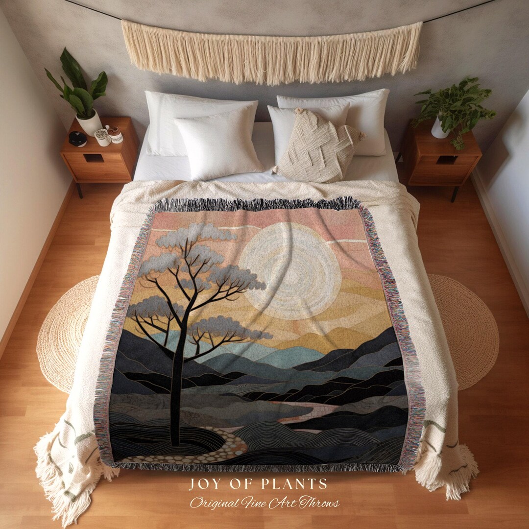 Sunset Mountain Blanket Boho | Mountain Tapestry Rustic Home Decor ...