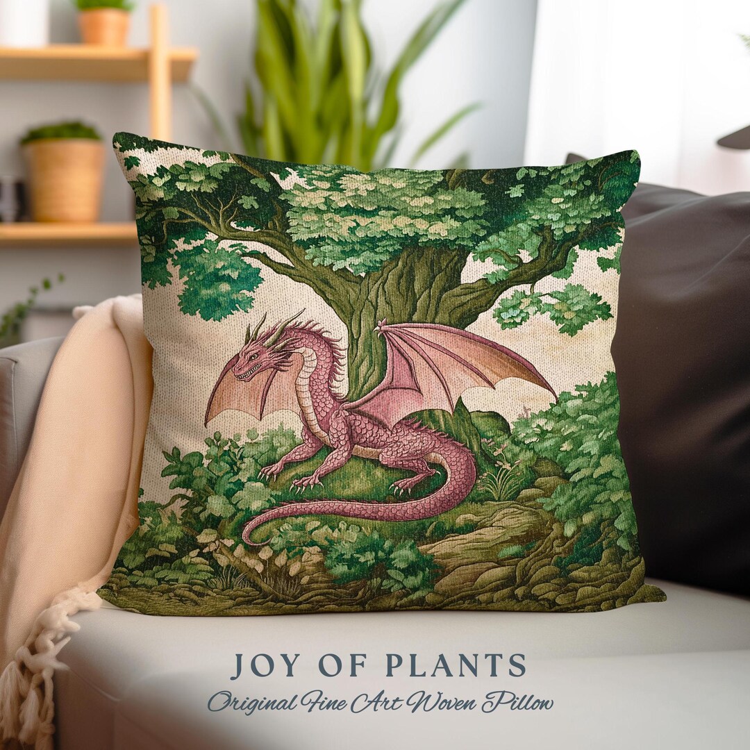 Magical Dragon Pillow Mystical Woodland Decor Cozy Cushion | Fantasy ...