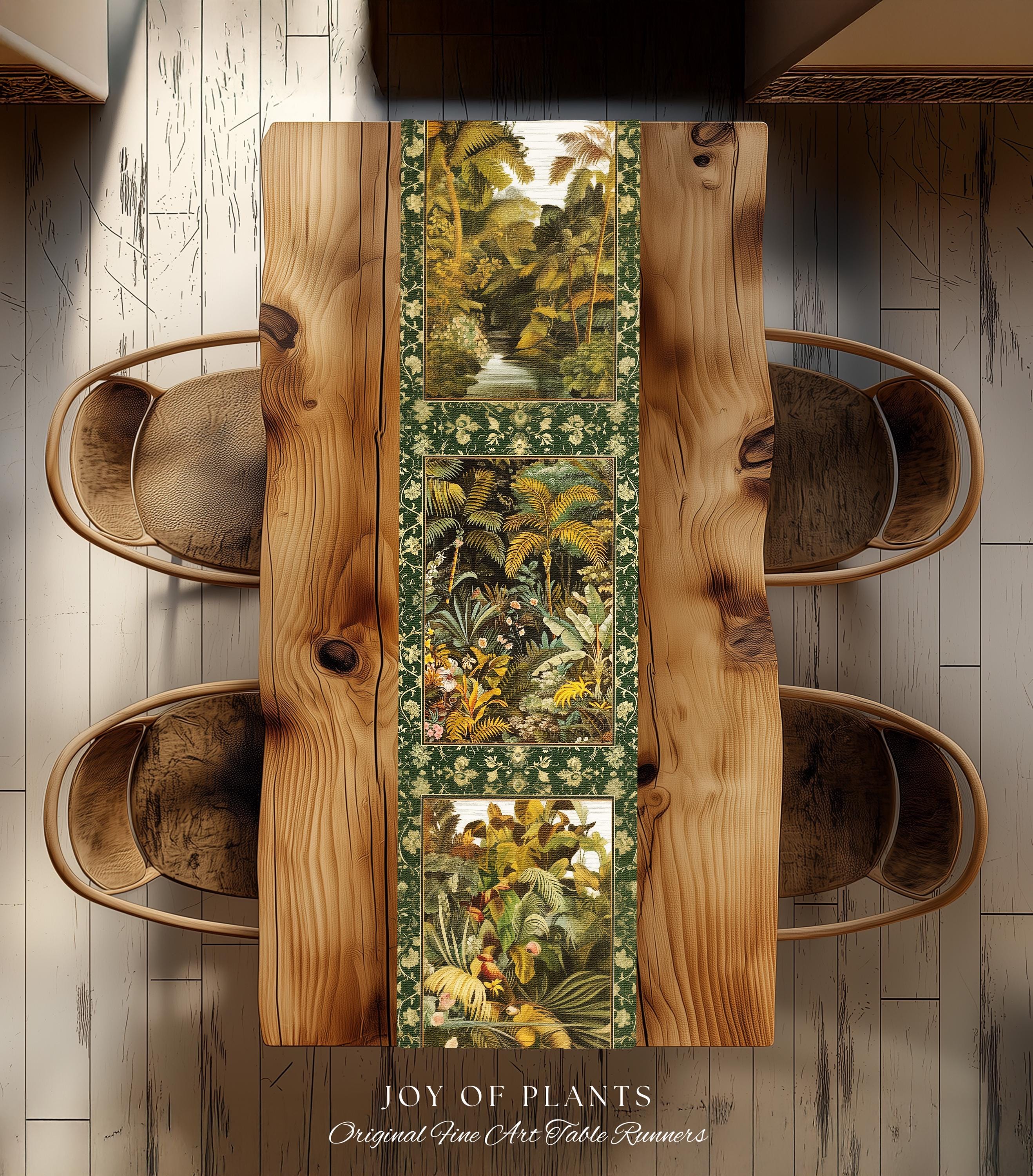 Maximalist Botanical Jungle Table Runner | Exotic Leaf Tropical Nature ...