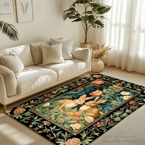 Bunnies in the Tulips Rug | Pastel Floral Bedroom Decor William Morris ...