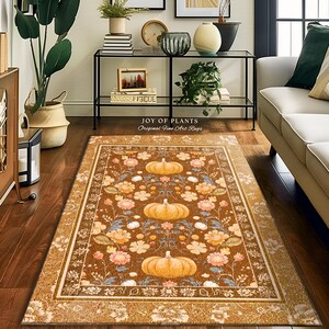 Vintage Rust Orange Pumpkin Rug Rustic Fall Decor | Autumn Floral ...