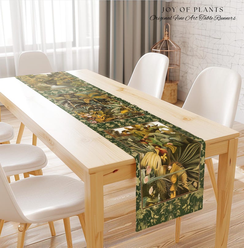 Maximalist Botanical Jungle Table Runner | Exotic Leaf Tropical Nature ...