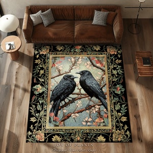 Floral Aesthetic Raven Rug Crowcore Bedroom Decor William Morris ...