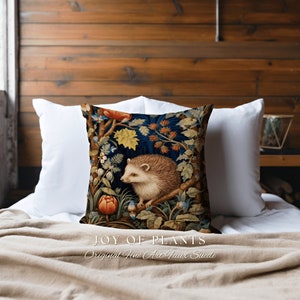 Maximalist Hedgehog Pillow | Morris Inspired Pillow Woodland ...
