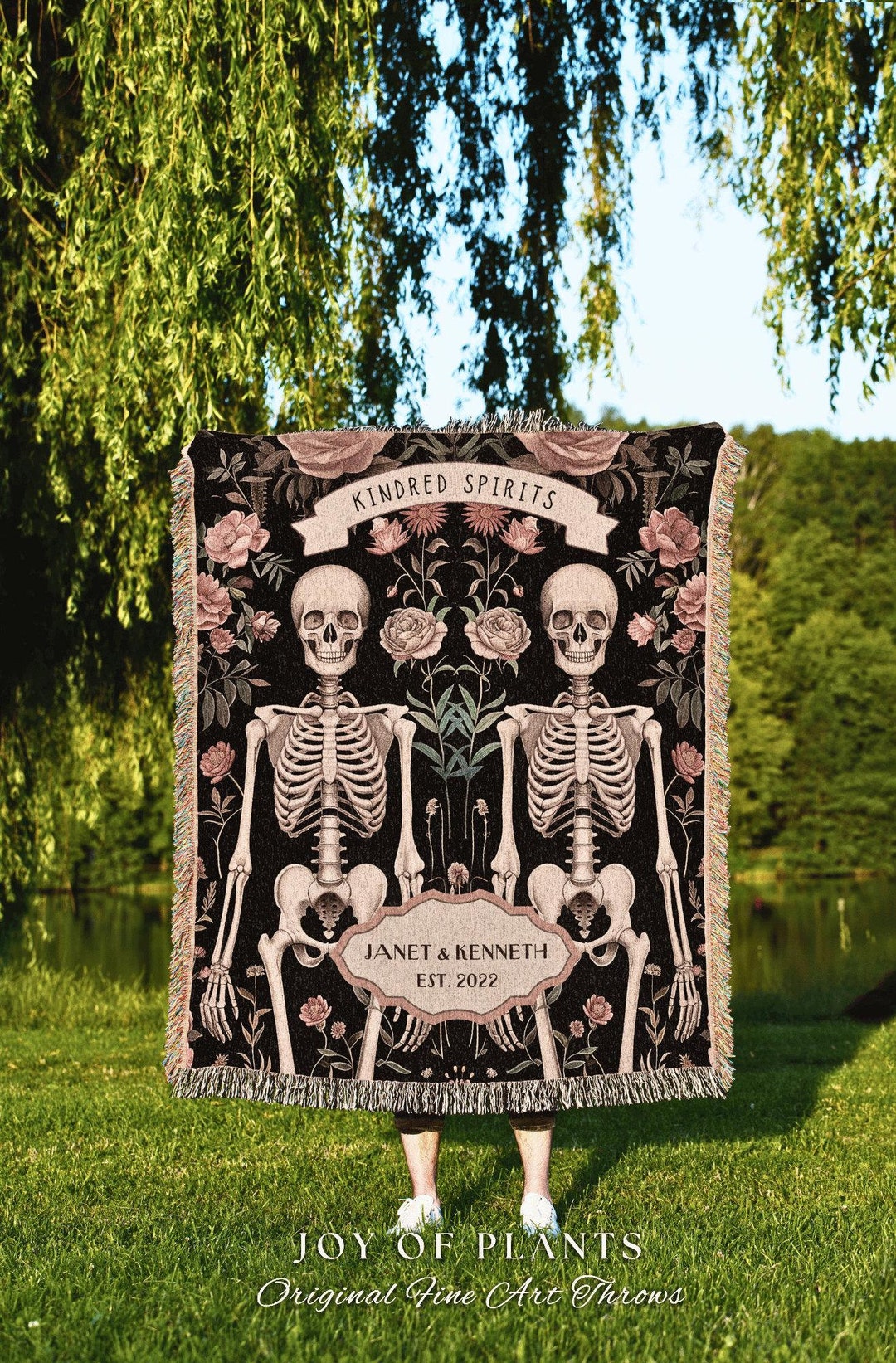 Botanical Skeleton Couple Blanket | Sentimental Anniversary Wedding ...